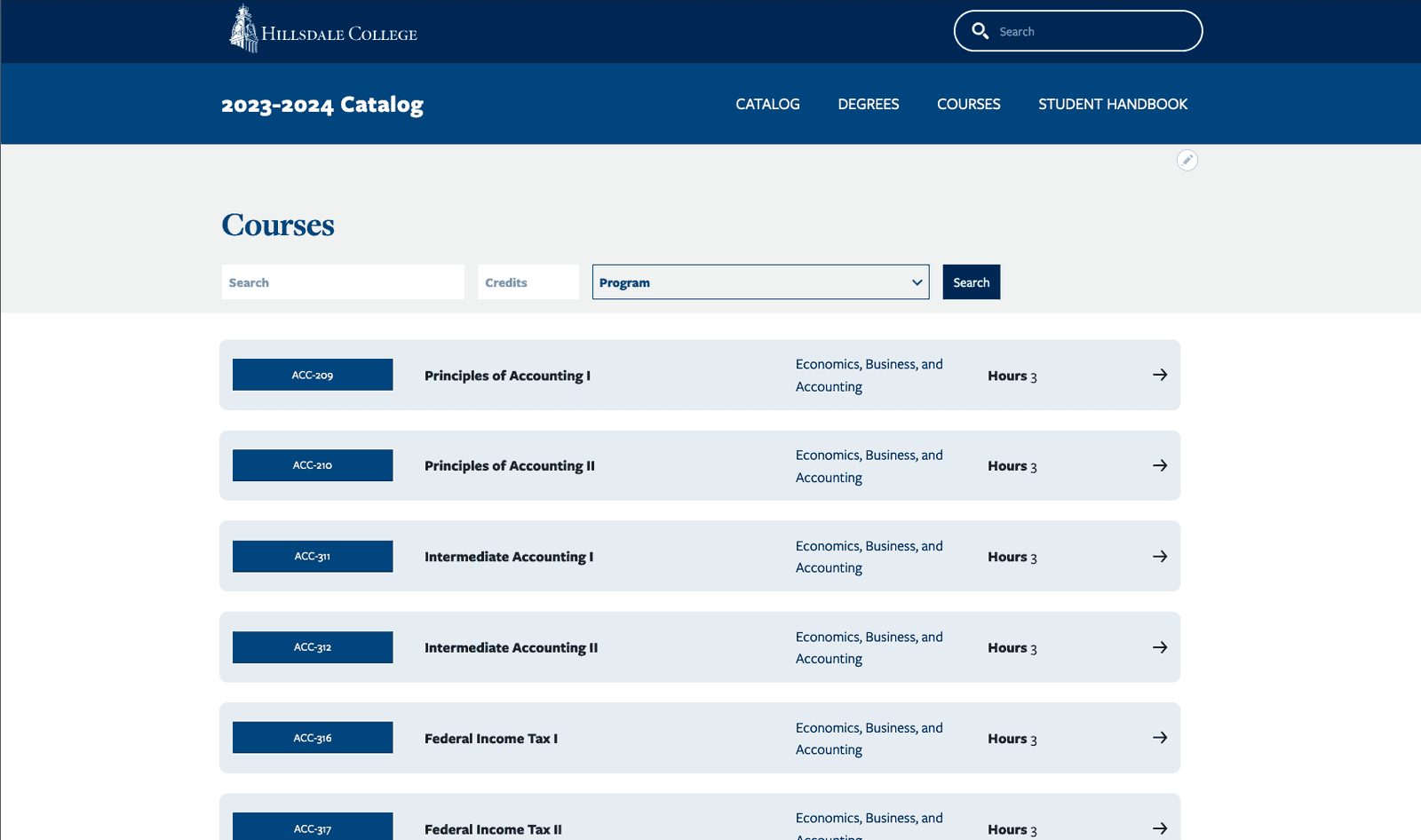 Display Options for Courses and Degrees — Clean Catalog