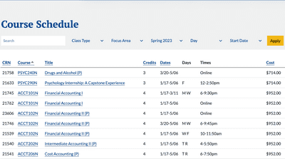 Displaying Your Course Schedule in Clean Catalog — Clean Catalog
