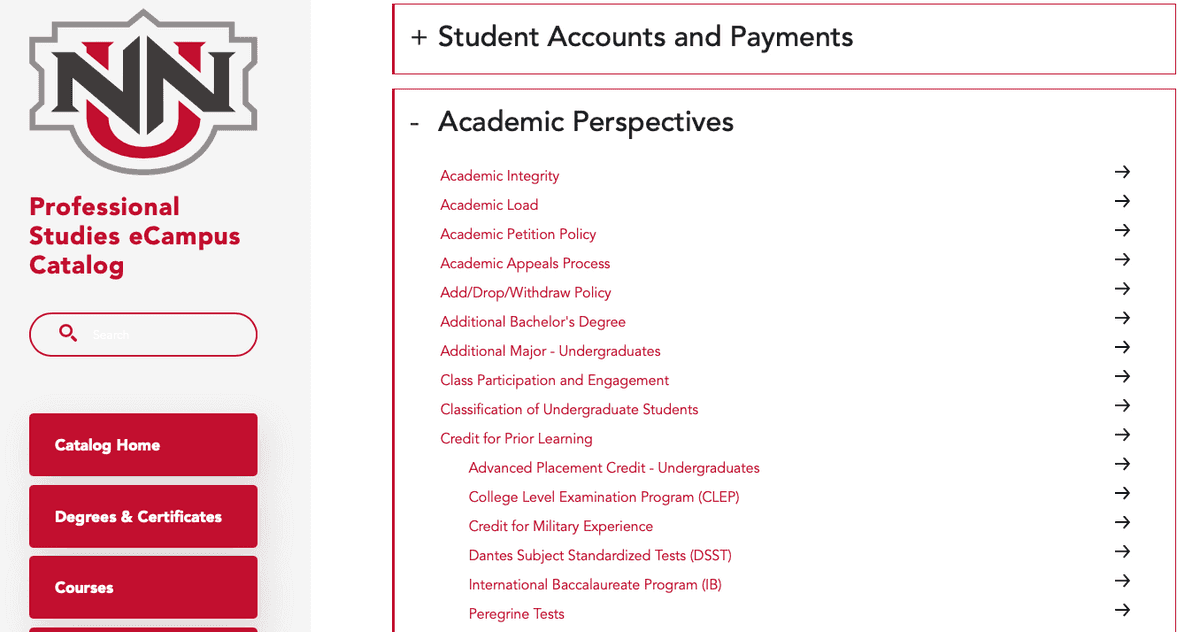 Course Catalog TOC Indentation — Clean Catalog